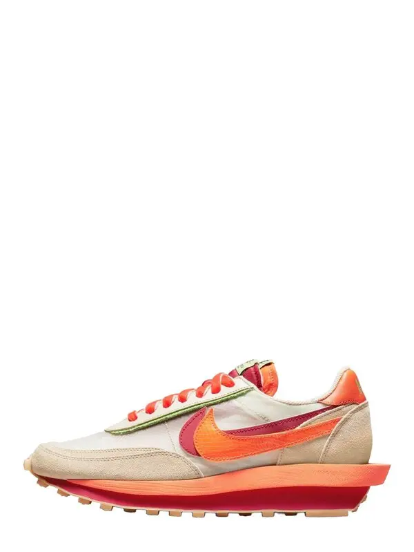 Nike X Sacai X Clot Ldwaffle "net Orange Blaze" Sneakers - Creamwhite/orange