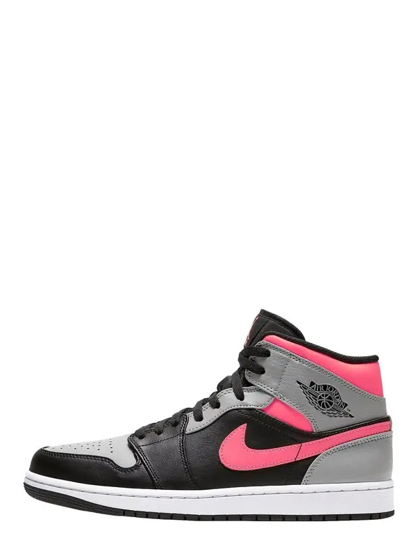 JORDAN Air 1 Mid Pink Shadow Sneakers - Black/hot Punch/white