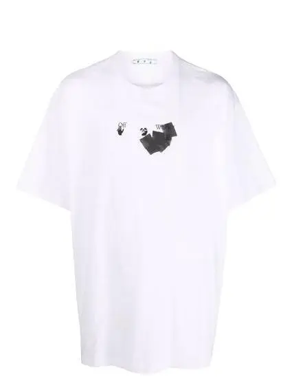 Off-White Fw21 Round Neck Arrow Pattern Printing Short Sleeve Loose Fit T-shirt - White