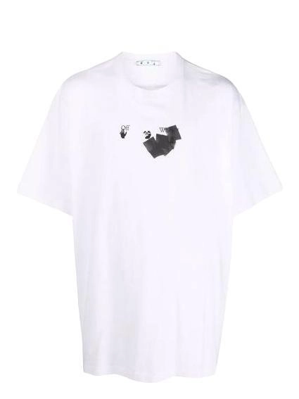 Off-White Fw21 Round Neck Arrow Pattern Printing Short Sleeve Loose Fit T-shirt - White