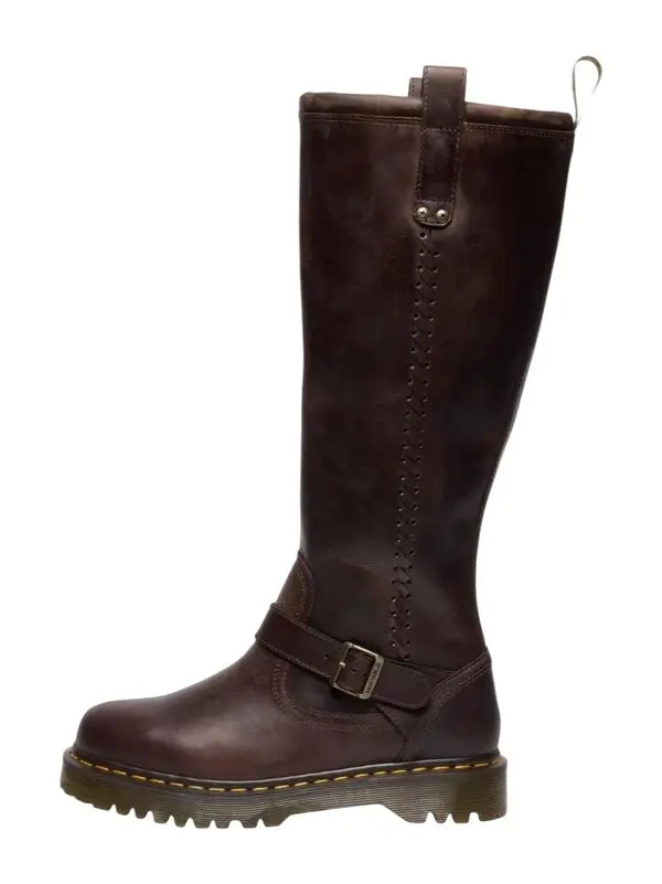 Dr. Martens Knee High Biker Boots - Dark Brown
