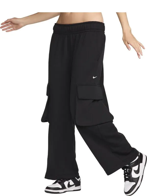 Nike Low Rise Oversized French Terry Pants - Light British Tan/black