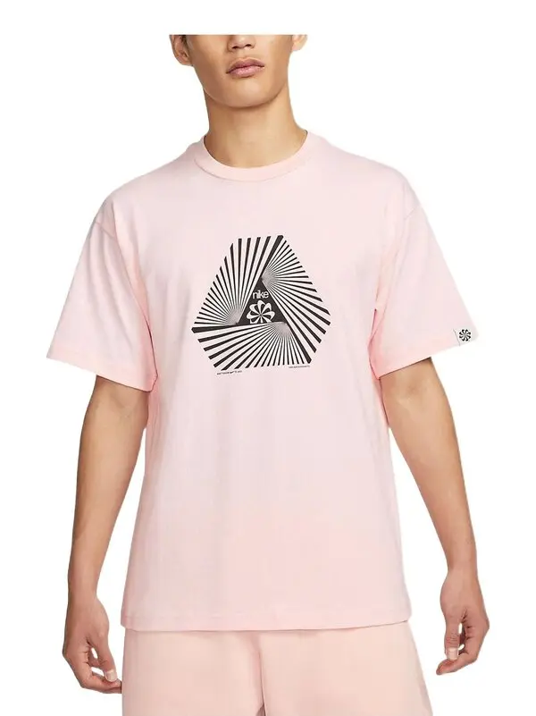 Nike Geometry Pattern Printing Round Neck Pullover Short Sleeve Pink T-shirt - Default Colorway