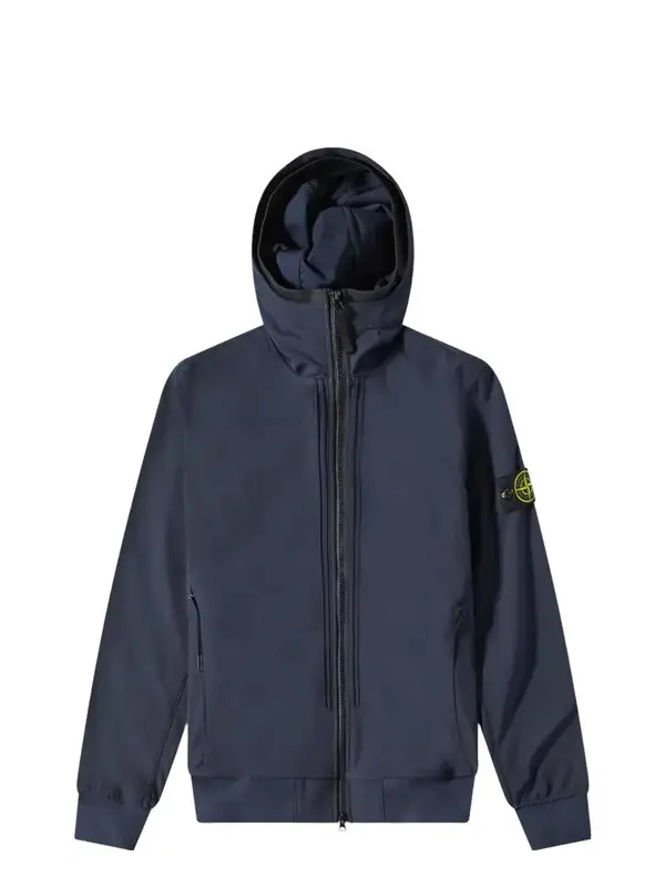 Stone Island Soft Shell-r Hooded Jacket - Navy
