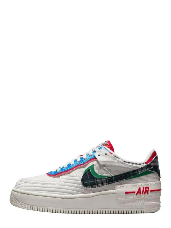 Nike Force 1 Low Shadow Multi-material Sneakers - Sail/classic Green/university Blue