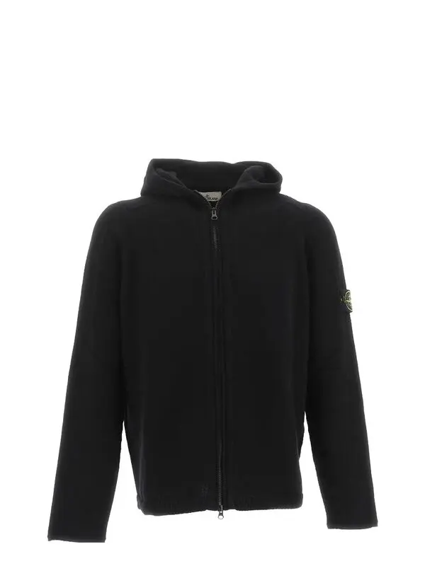 Stone Island Full Zip Hoodie - Black
