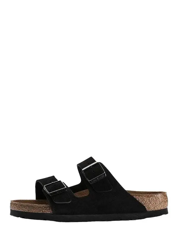 BIRKENSTOCK Arizona Soft Footbed Suede Leather Sandals - Black