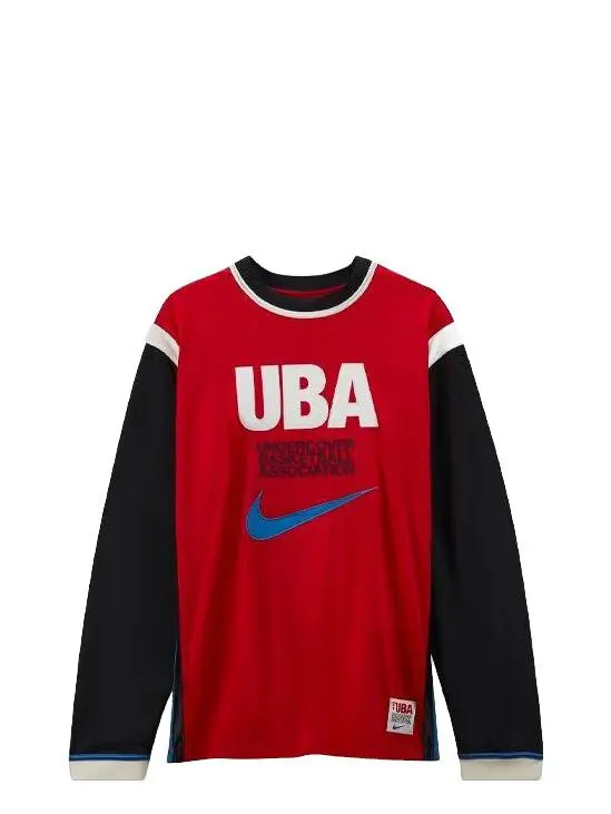 Nike Long-sleeve Basketball Top With Contrasting Colors And Printing - Red