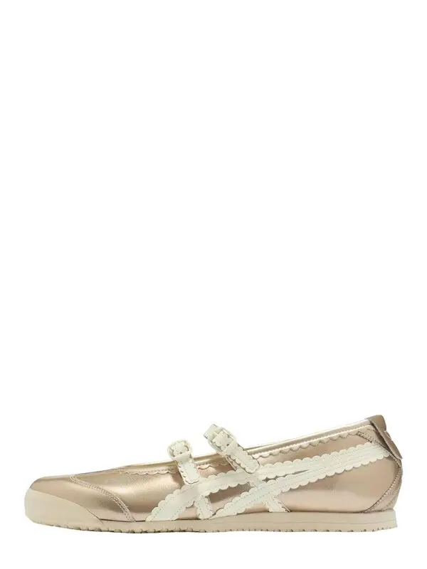 Onitsuka Tiger Mexico 66 Tgrs Metallic Lace Up Ballerina Sneakers - Champagne/cream