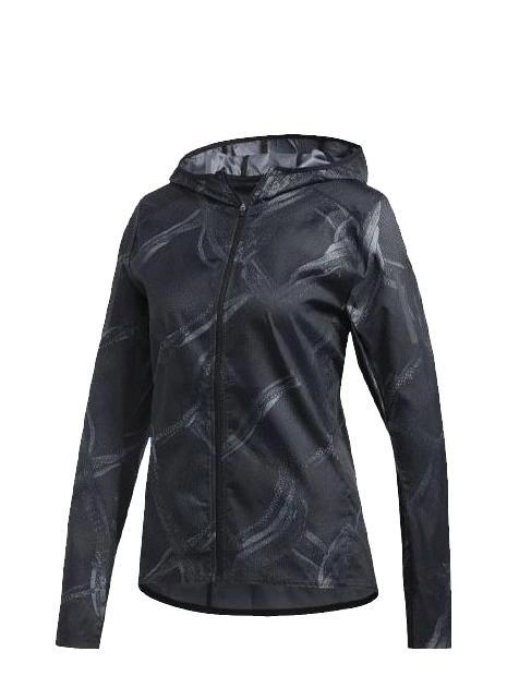 Adidas Training Sports Hooded Jacket With Abstract Print - Black