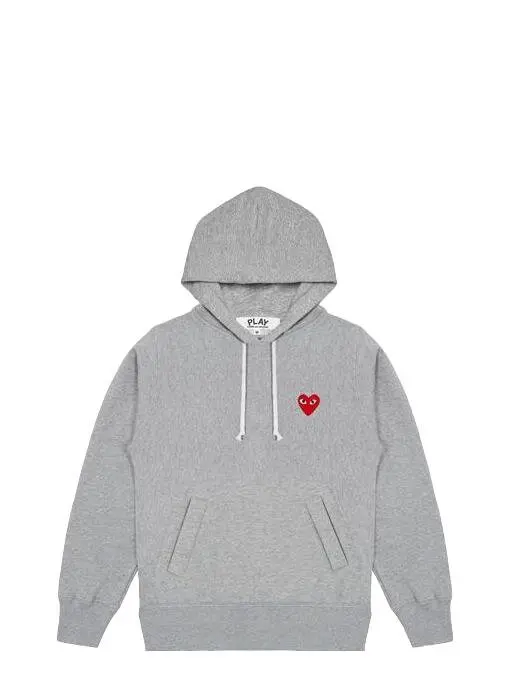 Play Comme Des Garcon Hoodie With Heart Logo - Grey