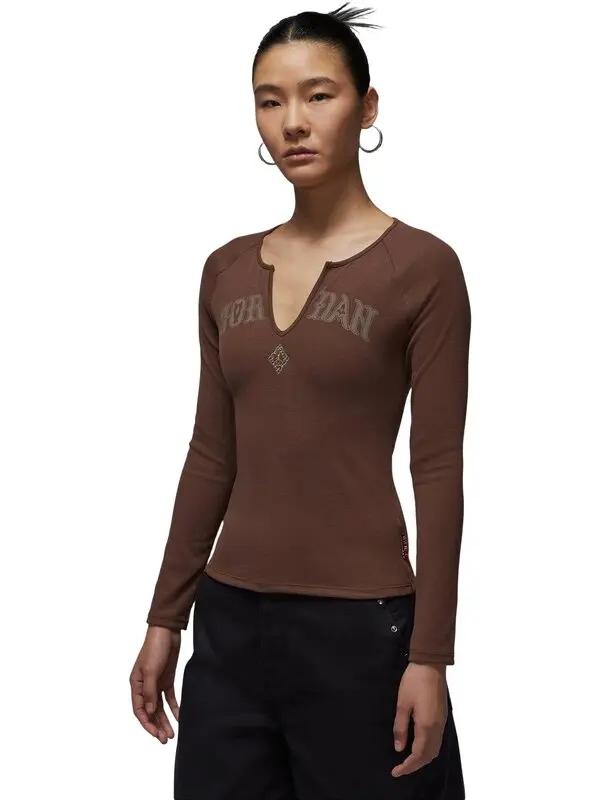 JORDAN Long Sleeve Knit Top - Light Chocolate
