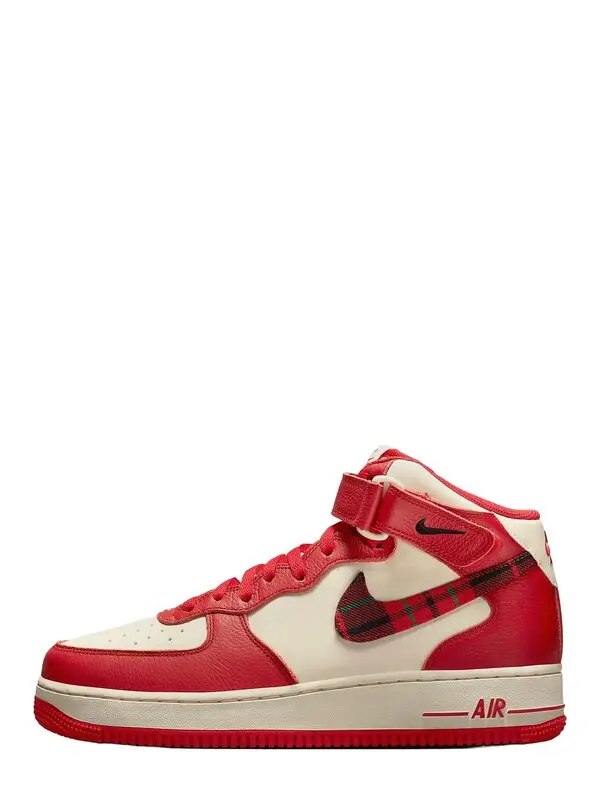 Nike Force 1 Mid '07 Lx 'red Plaid' Sneakers - Whitered