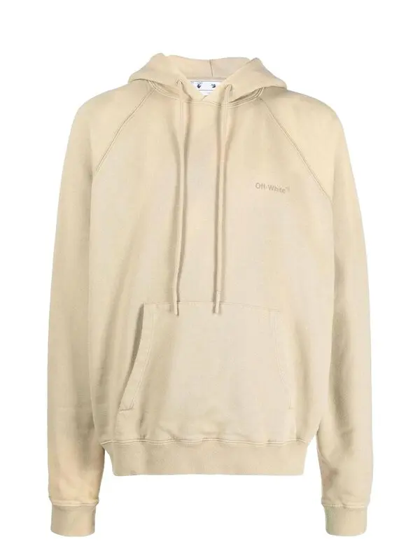 Off-White Back Stripe Pattern Printing Pullover Hooded Long Sleeves Loose Fit - Default Color