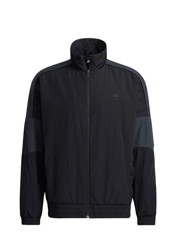 Adidas Logo Alphabet Stand Collar Zip-up Jacket - Black