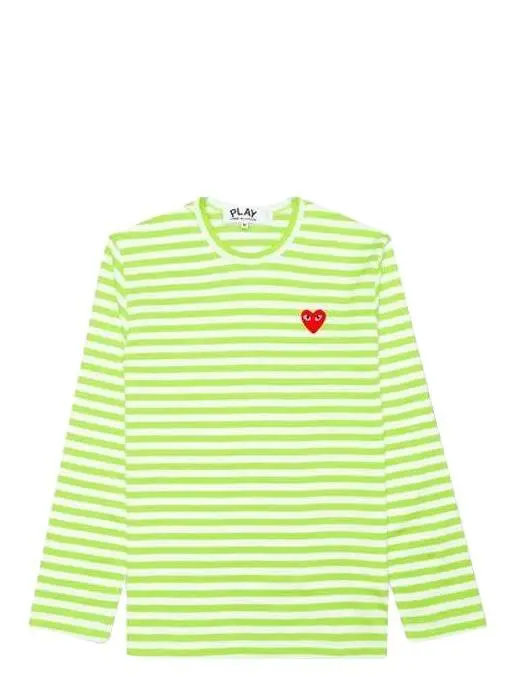 Play Comme Des Garcon Pastelle Striped Long-sleeve Shirt - Green