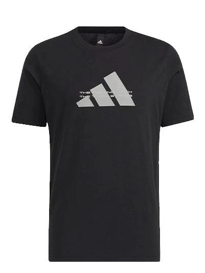 Adidas Alphabet Logo Printing Sports Short Sleeve Black - Multi-color