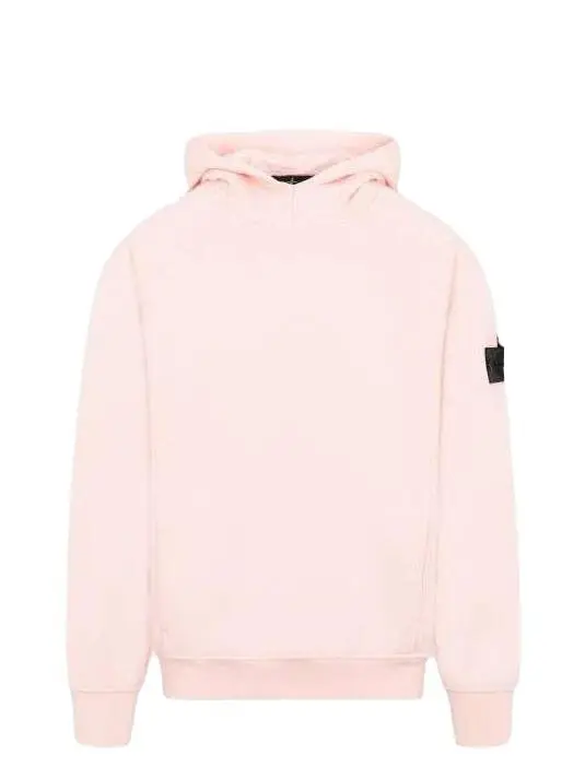 Stone Island Cotton Fleece Popover Hoodie - Pink