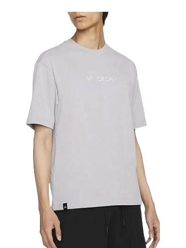 JORDAN Casual Solid Color Printing Round Neck Pullover Short Sleeve Light Iron Grey T-shirt - Multi-color
