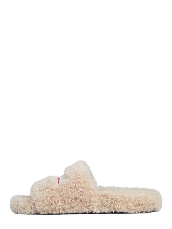Balenciaga Furry Slides - Beige