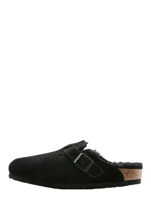 BIRKENSTOCK Boston Shearling Suede Clogs - Black
