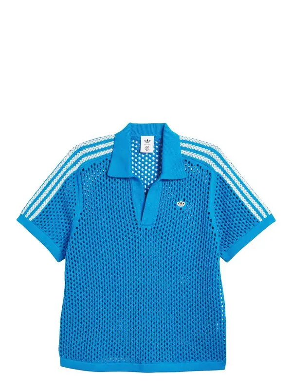 Adidas X Clot Fw24 Crochet Polo Shirt Asia Sizing 'bright - Blue