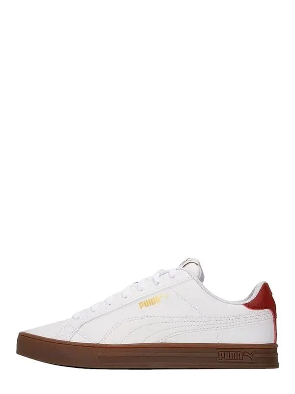 PUMA Smash Vulc V3 Lo Sneakers - White/brown/red