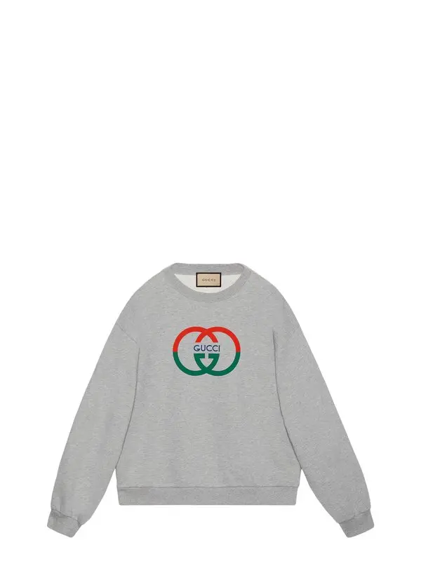 Gucci Cotton Jersey Sweatshirt With Printed Logo - Grey