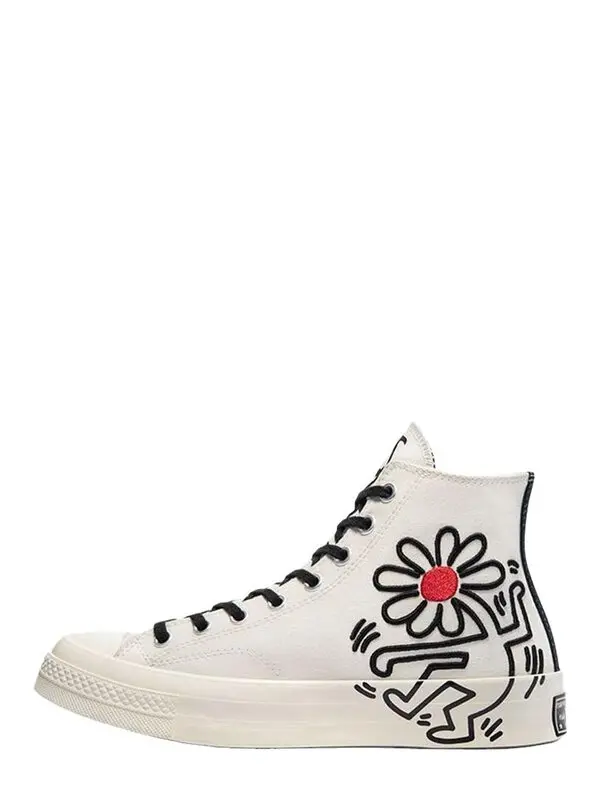 CONVERSE X Keith Haring Chuck 70 High Top Sneakers - Egret/black/red