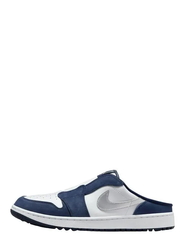 JORDAN 1 Low Mule Golf "midnight Navy - White/midnight Navy/metallic Silver