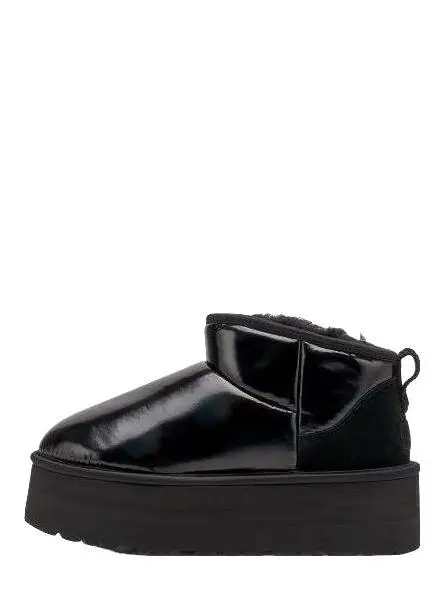 UGG Ultra Mini Platform High Shine Boots - Black