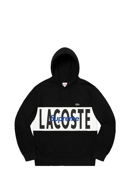 Supreme X Lacoste Panel Hooded Sweatshirt - Black