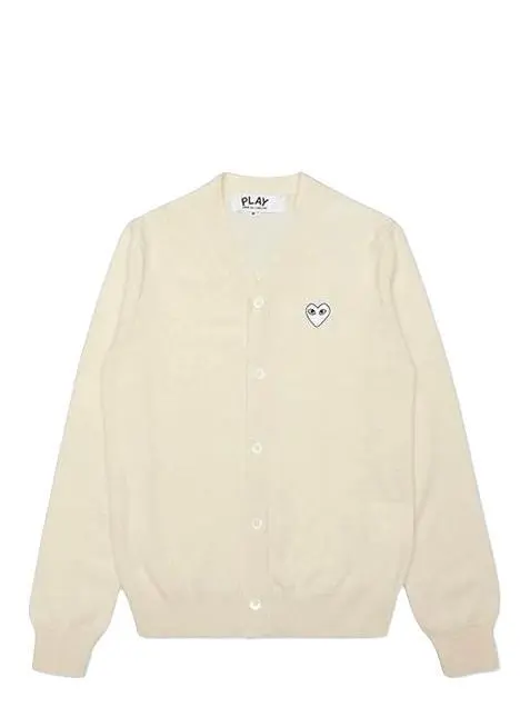 Play Comme Des Garcon Cardigan With Emblem - White