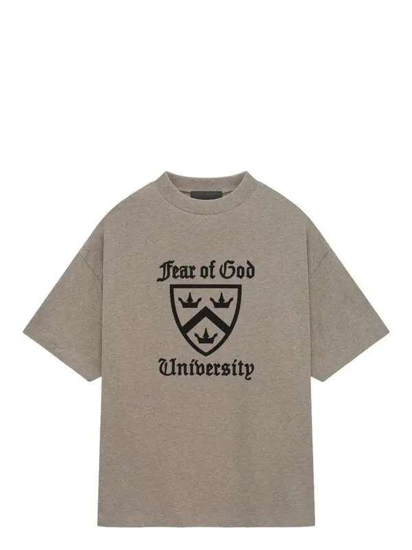 Fear Of God Ss25 Heavy T-shirt 'college Shield - Heather Grey