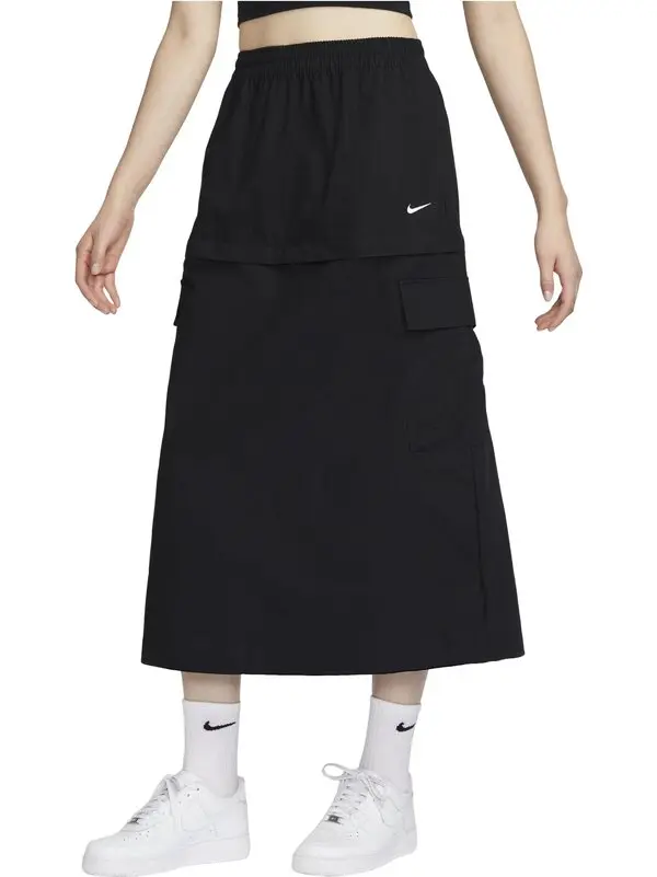 Nike Essential Mid-rise Cargo Midi Skirt - Black/white