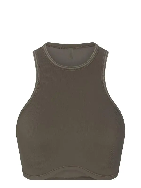Nike X Skims Ribbed Seamless Racer Front Bra - Dusty Oakmoss