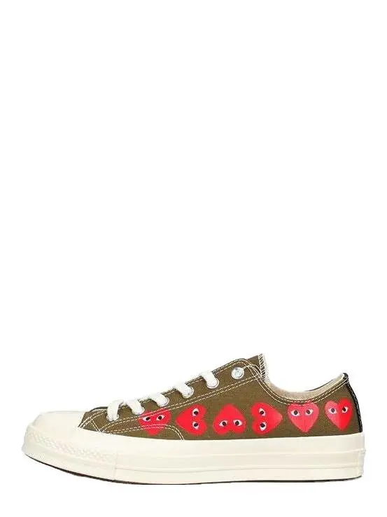 CONVERSE X Comme Des Garçons Play Chuck 70 Low Multi Heart Khaki - White/black
