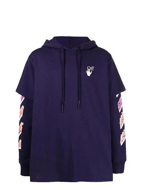 Off-White Double Layer Hoodie - Purple