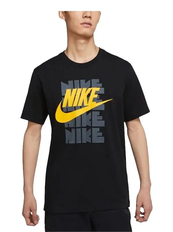 Nike Leisure Sports Letter Print Crewneck Short Sleeve - Black