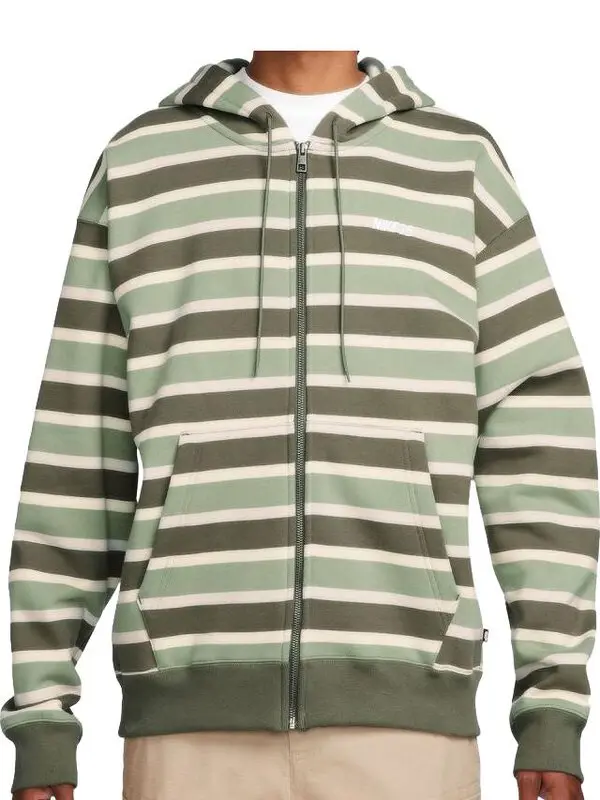 Nike Full-zip Fleece Skate Hoodie With Striped Pattern - Green