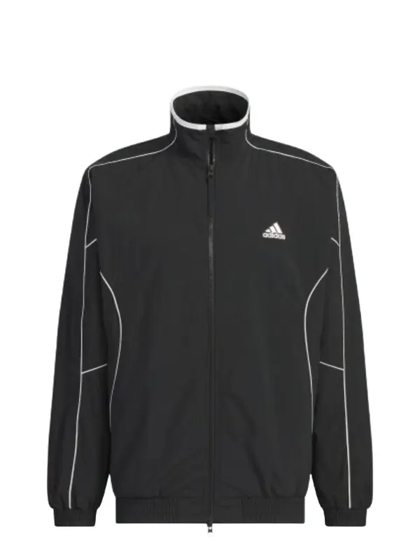 Adidas Crinkled Nylon Woven Tricot Lined Jacket - Black/white