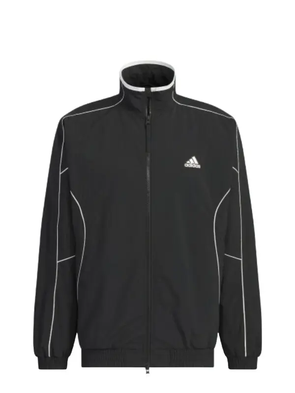 Adidas Crinkled Nylon Woven Tricot Lined Jacket - Black/white