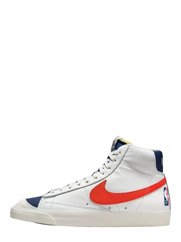 Nike Nba X Blazer Mid '77 Emb '75th Anniversary Knicks High Top Sneakers - White/orange/blue Void