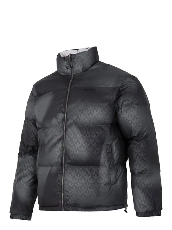 Adidas Down Jacket With All-over Logo Print - Black/gresix