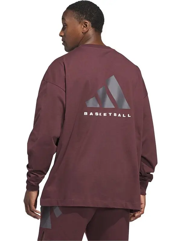 Adidas Long Sleeve Basketball T-shirt - Aurora Ruby/brown