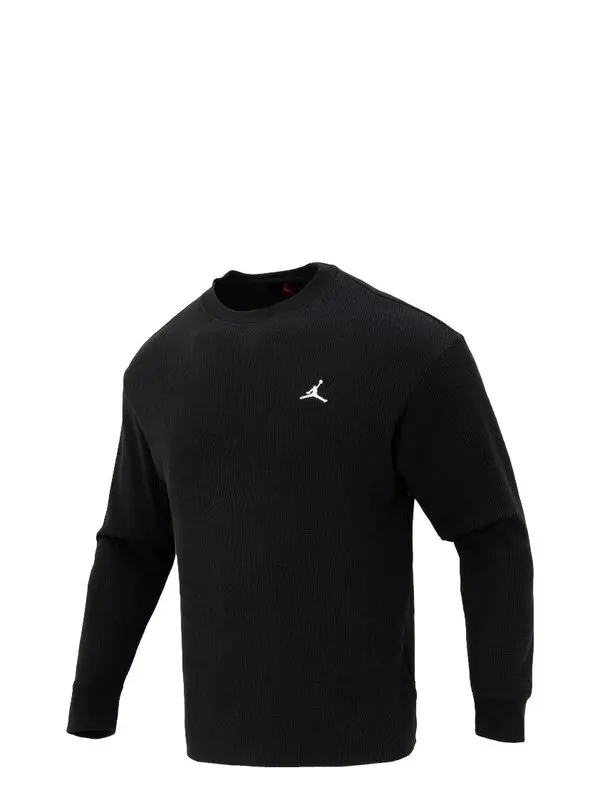 JORDAN Essential Waffle Knit Long Sleeve Top - Black