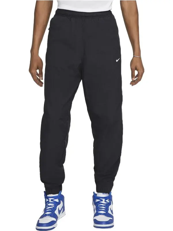 Nike Solid Color Logo Printing Elastic Waistband Bundle Feet Sports Pants/trousers/joggers Autumn Black - Default Color