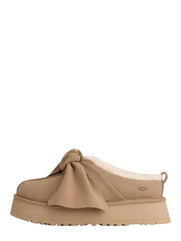 UGG Platform Slip-on Slipper With Bow Detailing - Sand
