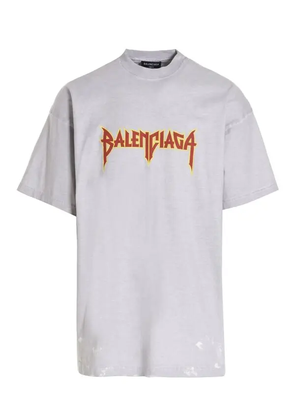 Balenciaga Metallica Short Sleeve T-shirt Oversized Fit 'white Orange - White/orange