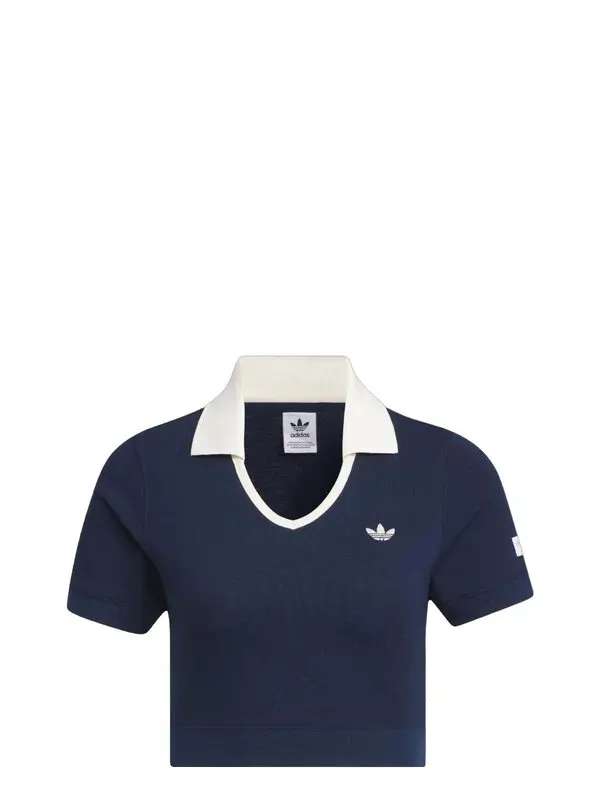 Adidas Originals X Notitle Tennis Crop Short Sleeve Polo Shirt - Navy